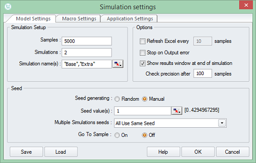 Simulation Settings Window | Vose Software