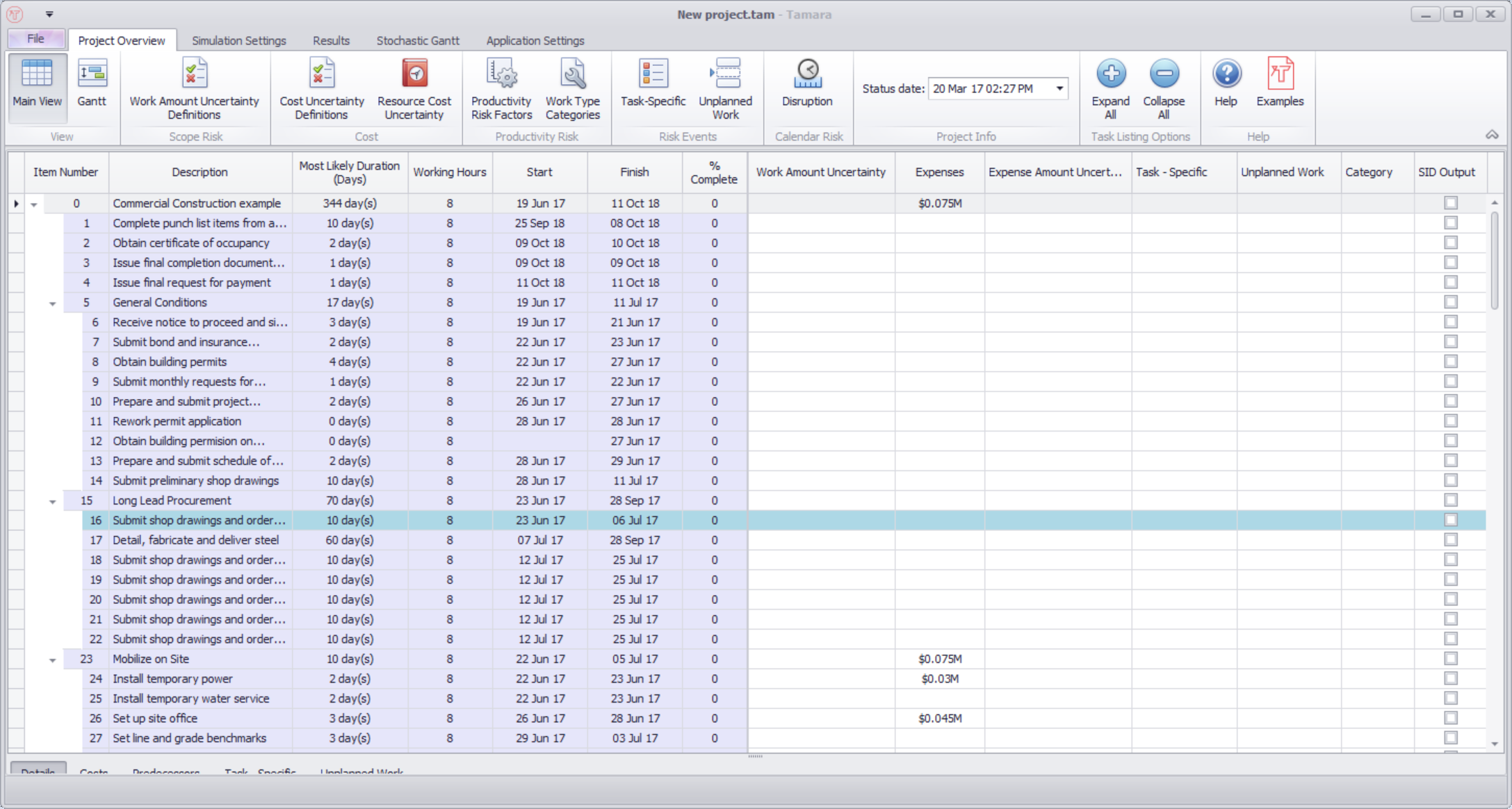 Importing a schedule model from Primavera or MS Project | Vose Software