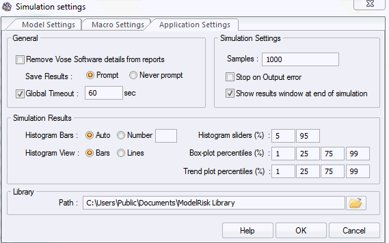 Simulation Settings Window | Vose Software